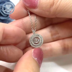Double Halo Diamond Necklace Lab Created Moving Diamond Pendant ...