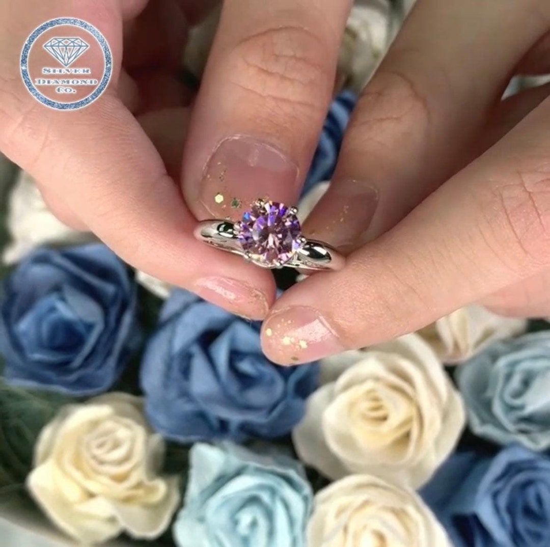 1.25ct Pink Diamond Lab Created Engagement Ring Pink Diamond Wedding ...