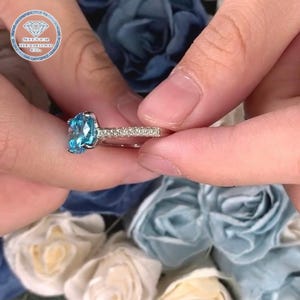 4ct Oval Lab Created Blue Diamond Engagement Ring Blue Diamond Ring ...