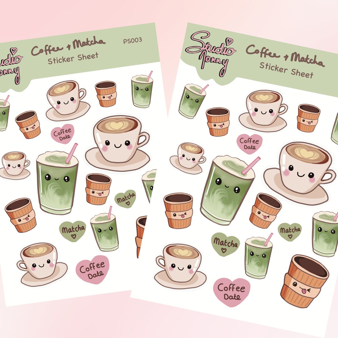 Coffee and Matcha Cute Planner Sticker Sheet/ Kawaii Mini Stickers ...