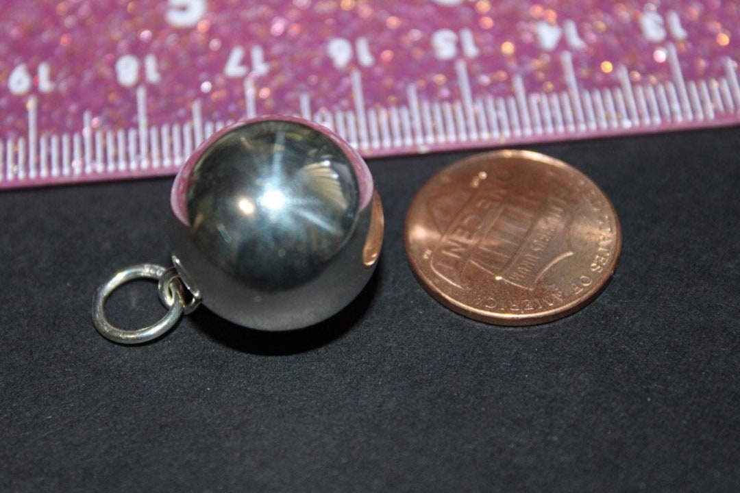 1 Pc Solid Sterling Silver Ball Pendant, Interchangeable Charm, Chunky ...