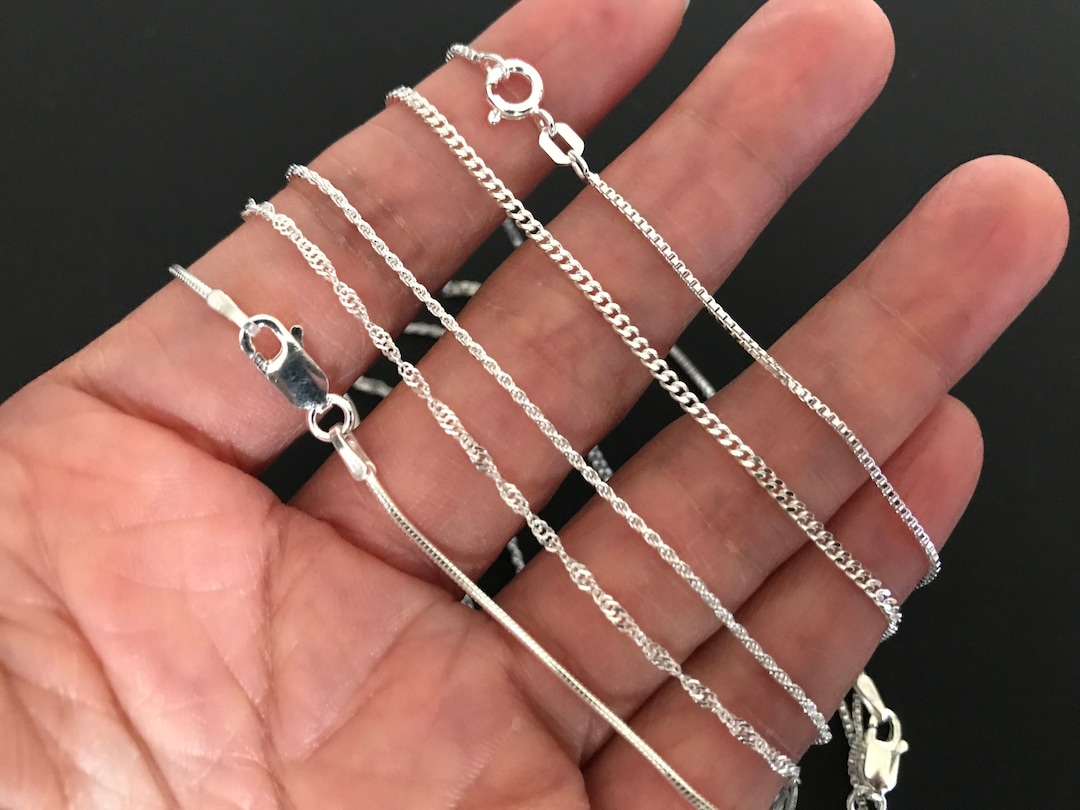 Strong Versatile Sterling Silver Box Chain/curb Chain/rope Chain/snake ...