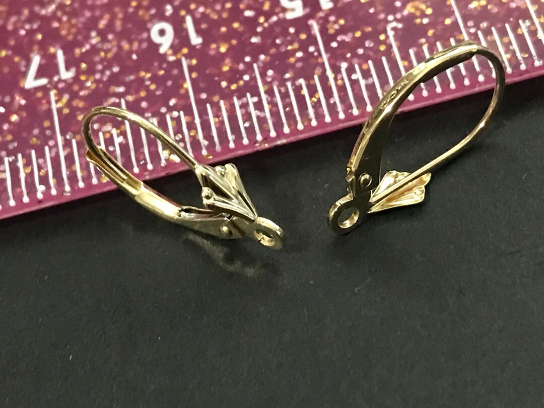 14K Solid Gold Leverback Earring Findings: Plain or Tulip Design - Etsy