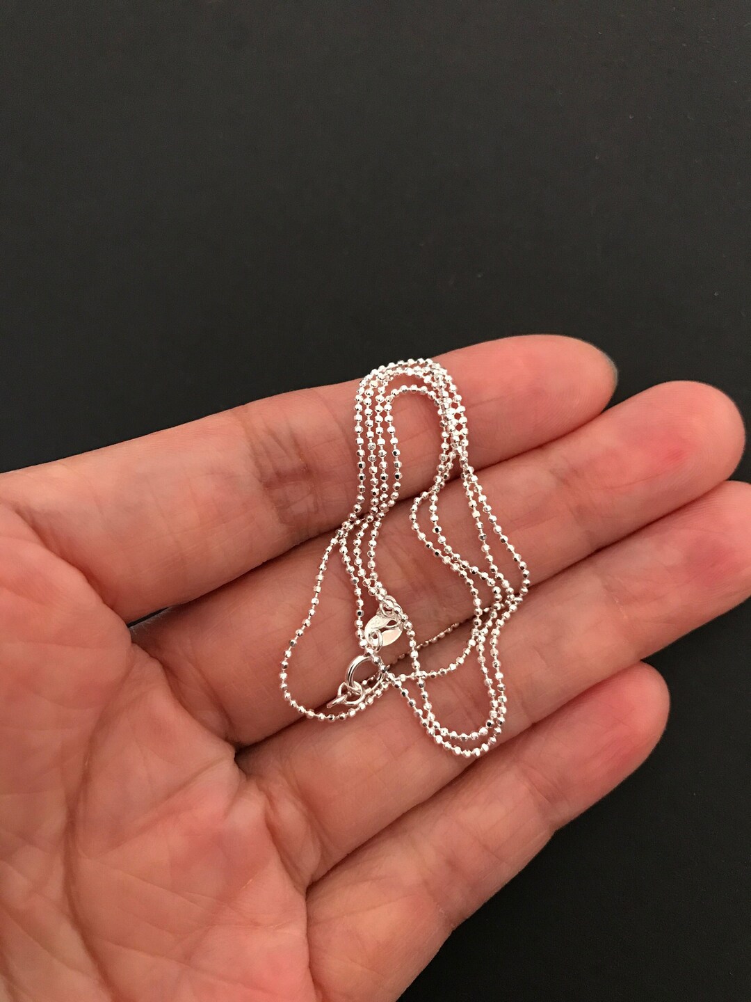 Dainty Sterling Silver Ultra Sparkly Faceted Bead Chain Necklace ...
