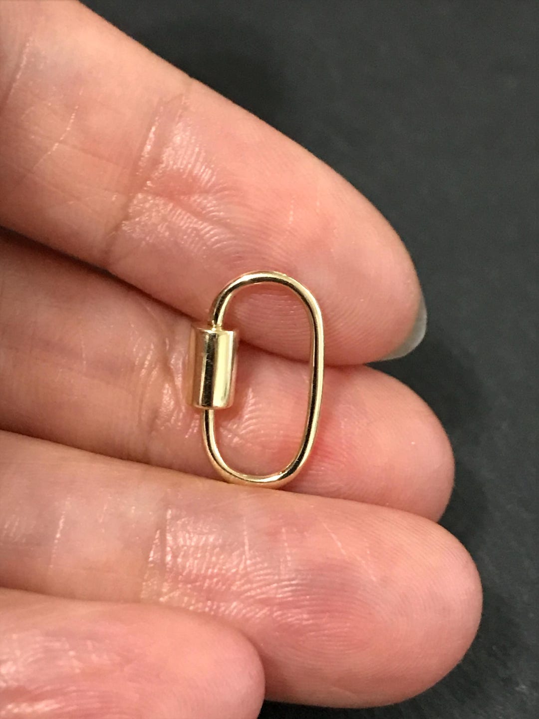 1 Genuine 14K Yellow Gold Carabiner, Bail Connect, Pendant Connector ...