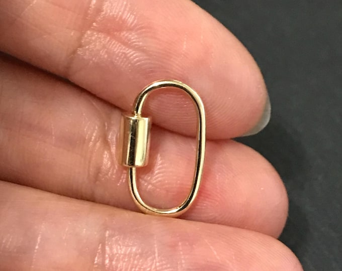 1 Genuine 14K Yellow Gold Carabiner, Bail Connect, Pendant Connector ...