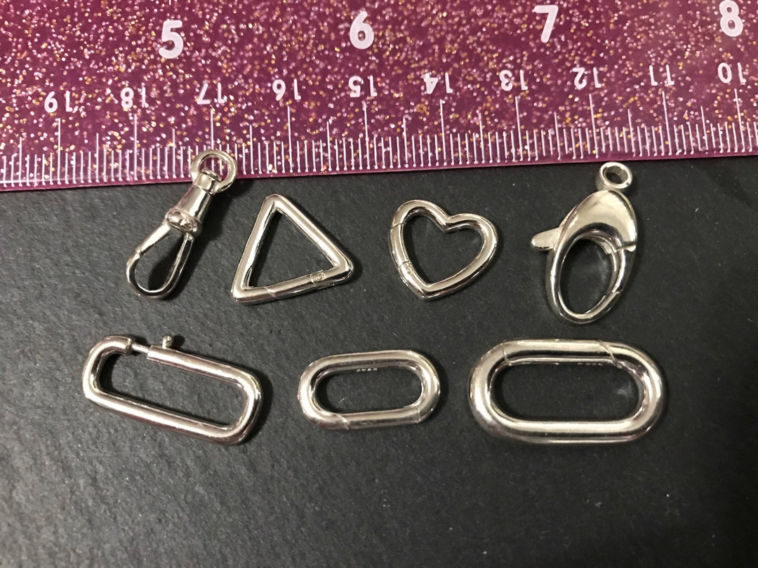 Sterling Silver Heart/rectangle Hinged Clasp: Interchangeable Charm ...
