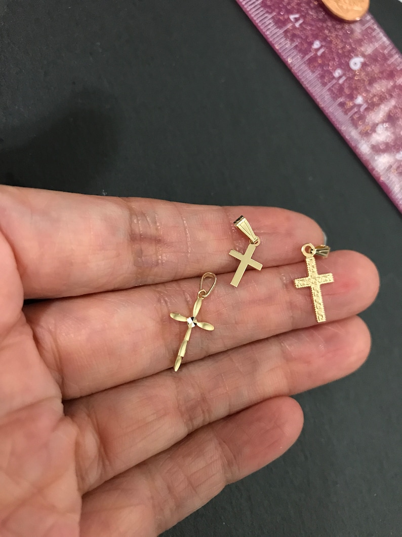 Dainty 14K Solid Gold Cross Charm/pendant (1) - Chain NOT Included ...