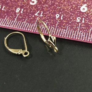 14K Solid Gold Leverback Earring Findings: Plain or Tulip Design - Etsy