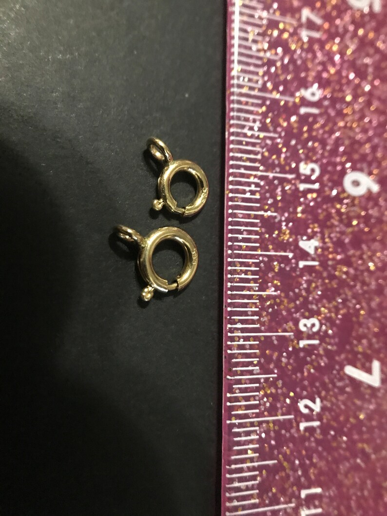 14K Solid Yellow Gold Close Jump Ring Spring Ring Clasp, 7mm/8mm 14k ...