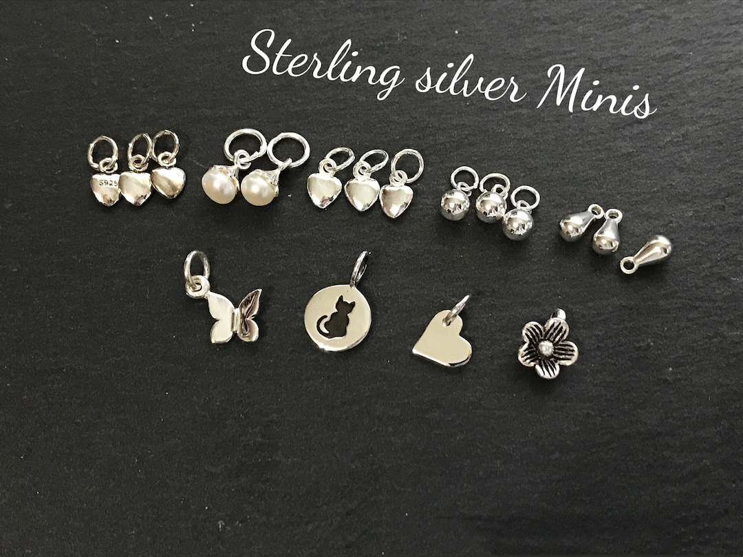 Sterling Silver Mini Charms: Butterfly, Blossom, Heart, Pearl, Teardrop ...