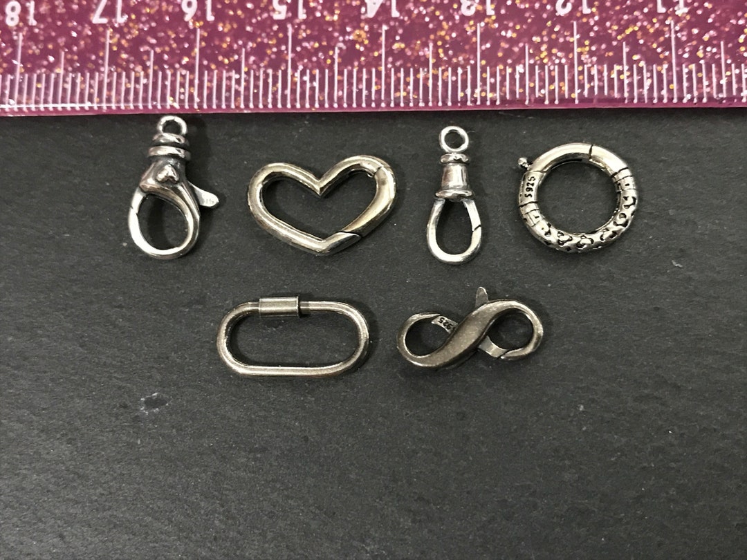 Sterling Silver Oxidized Hinged Push Clasp, Interchangeable Charm ...