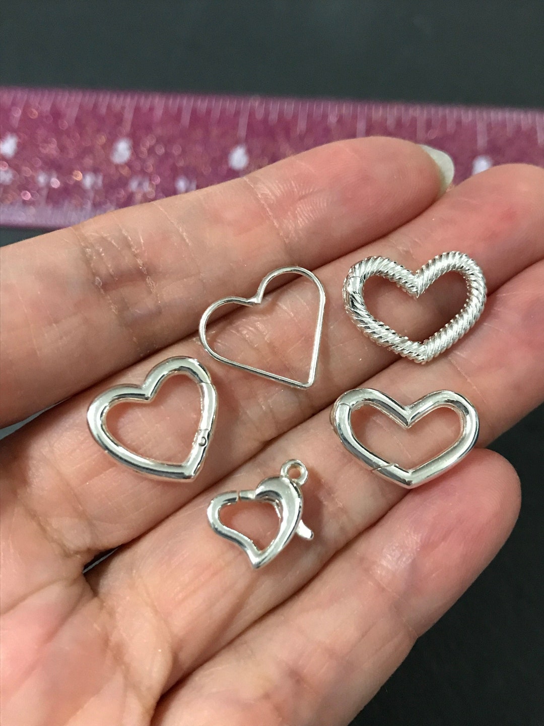 Sterling Silver Heart Charm Holder: Hinged Pendant Clasp - Etsy