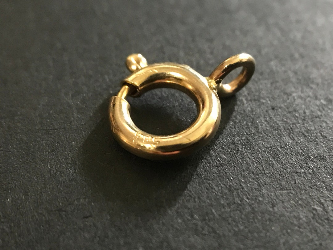 14K Solid Yellow Gold Close Jump Ring Spring Ring Clasp, 7mm/8mm 14k ...