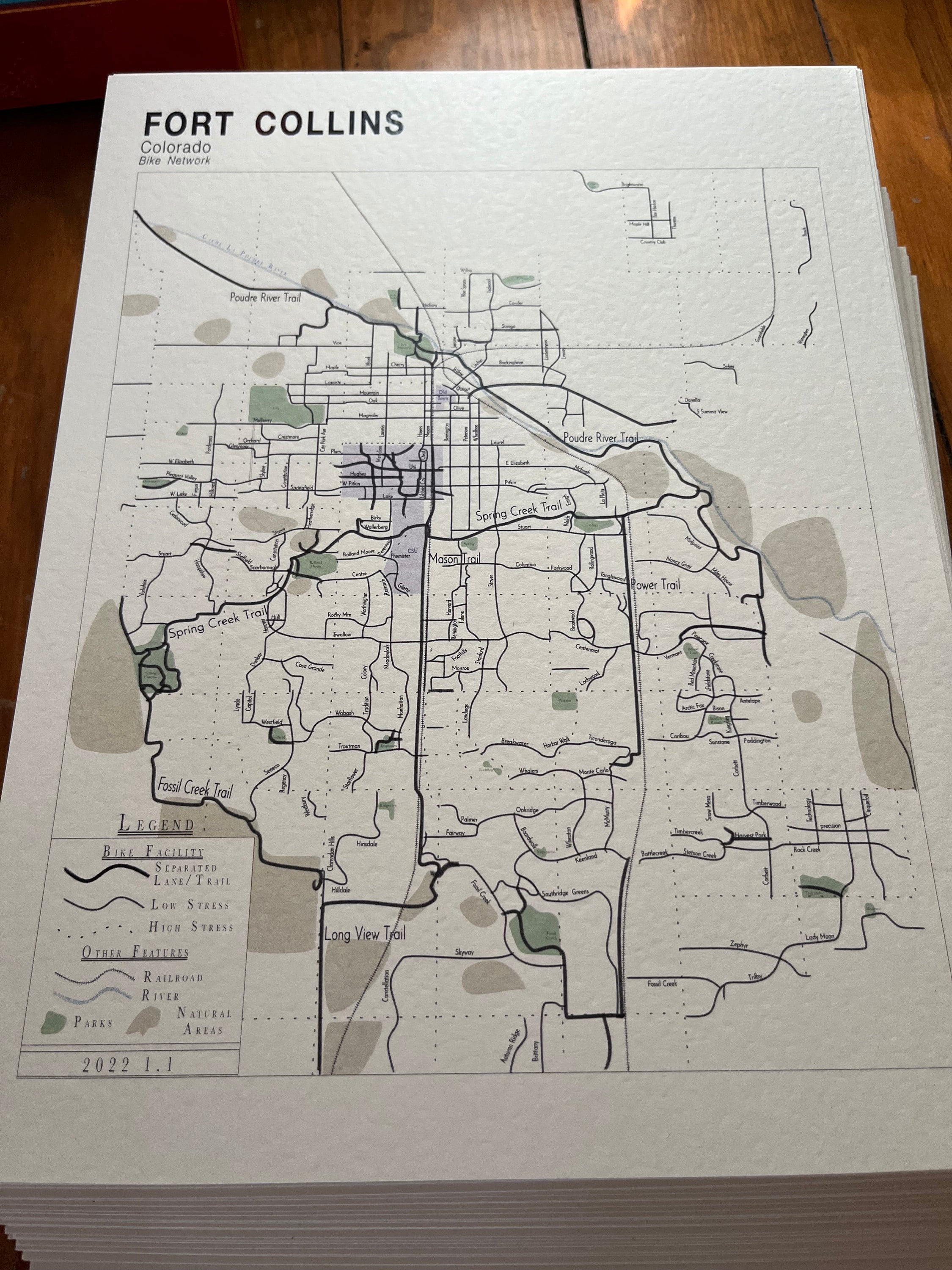 Fort Collins Bike Map - Etsy