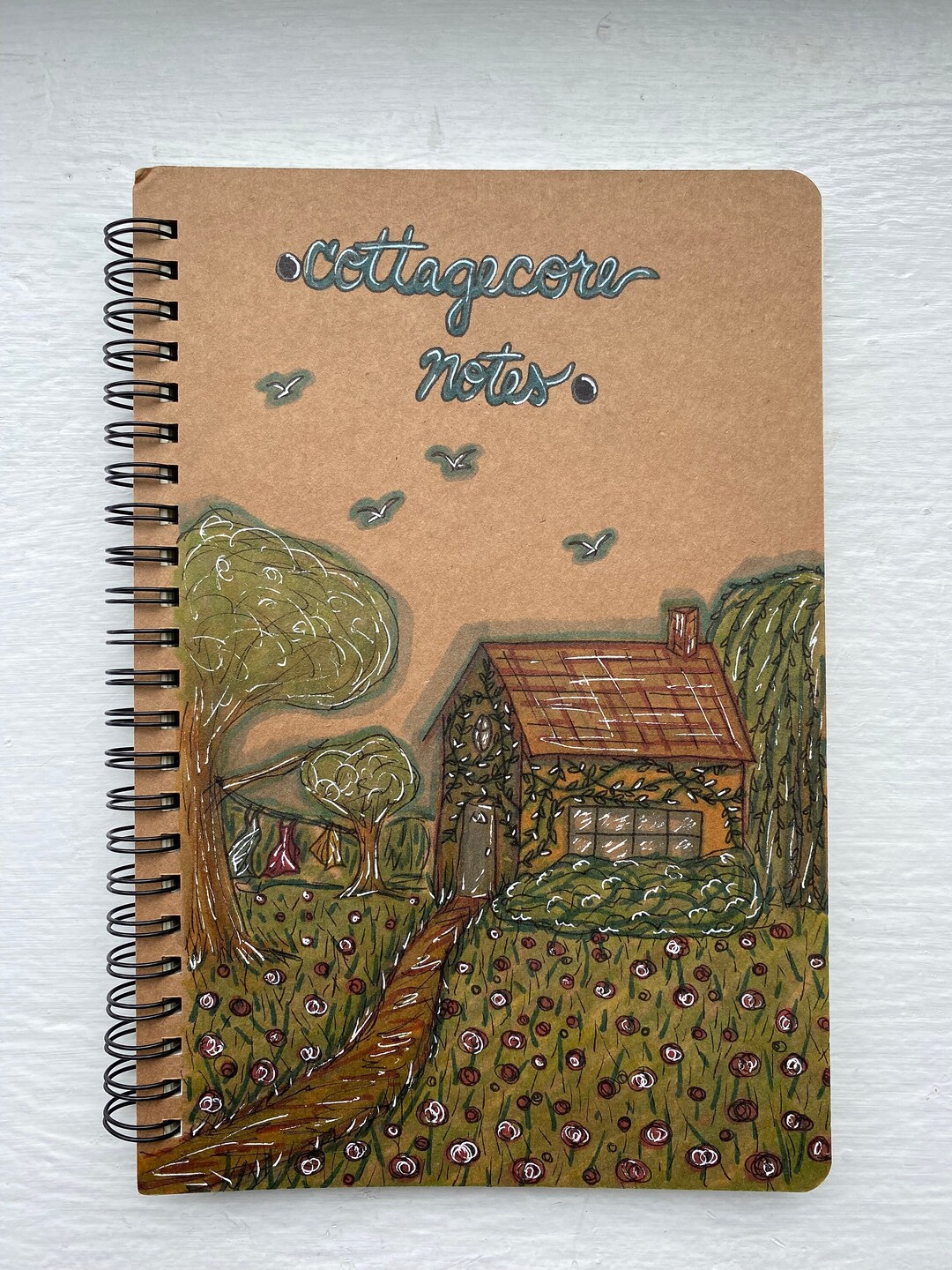 Cottagecore Notebook – Hand Drawn Aesthetic Journal, 60 Page Lined ...