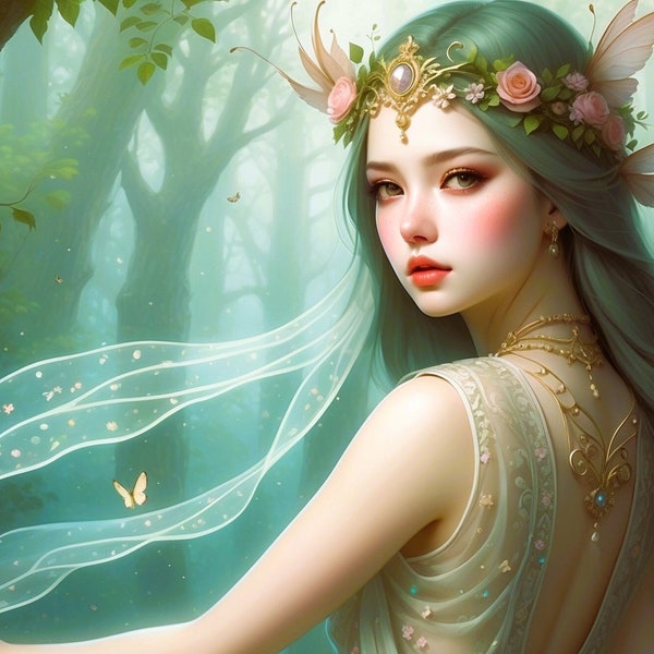 Fairy Princess Art Pixiecore Ethereal World Home Wall Decor Digital ...