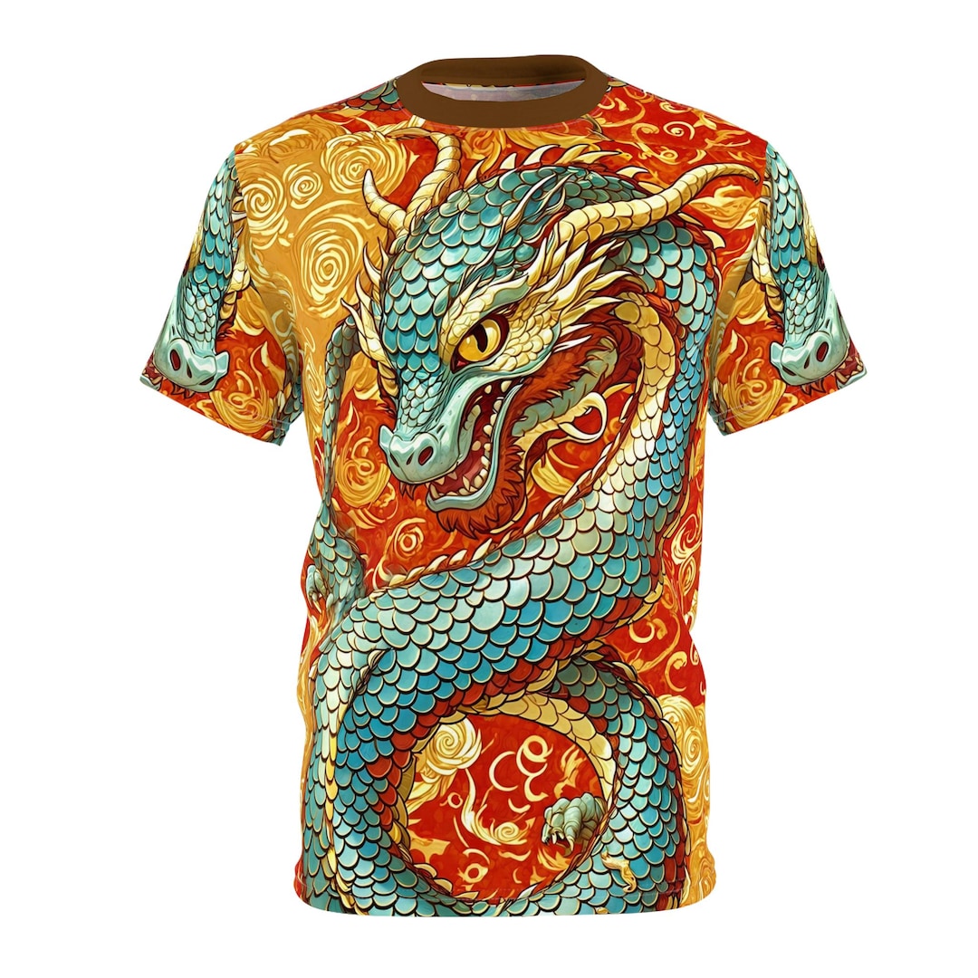 Dragon Brocade Unisex Tee Shirt, Mythical Dragon Design, Detailed ...
