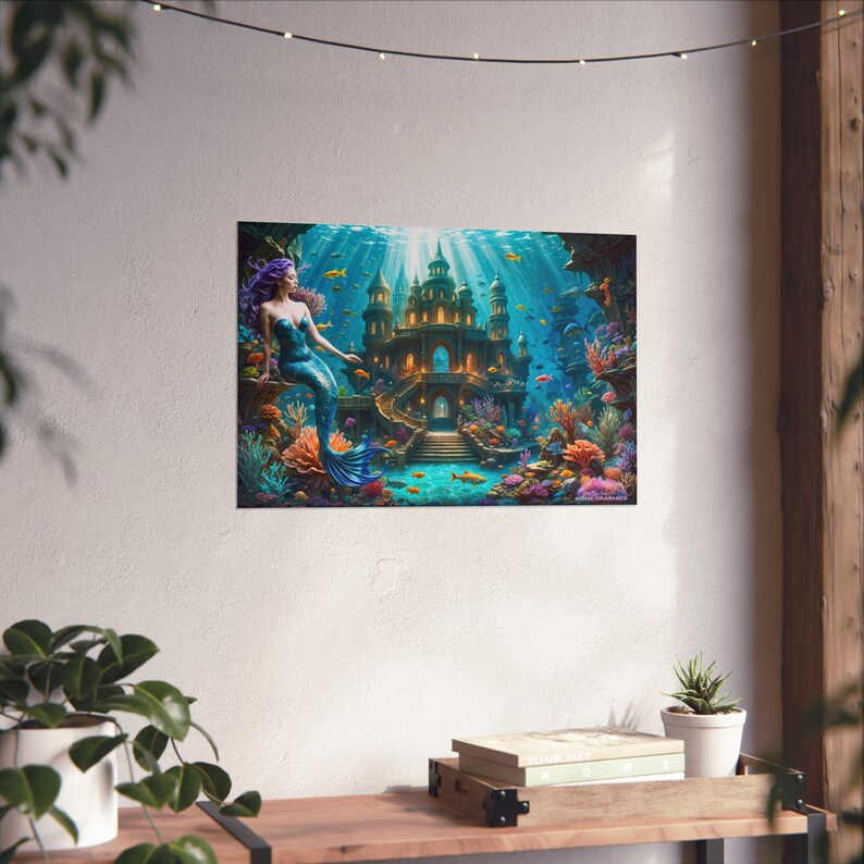 Mermaid Kingdom, Magical Mermaid Wall Art, Mermaid Poster, Fantasy ...