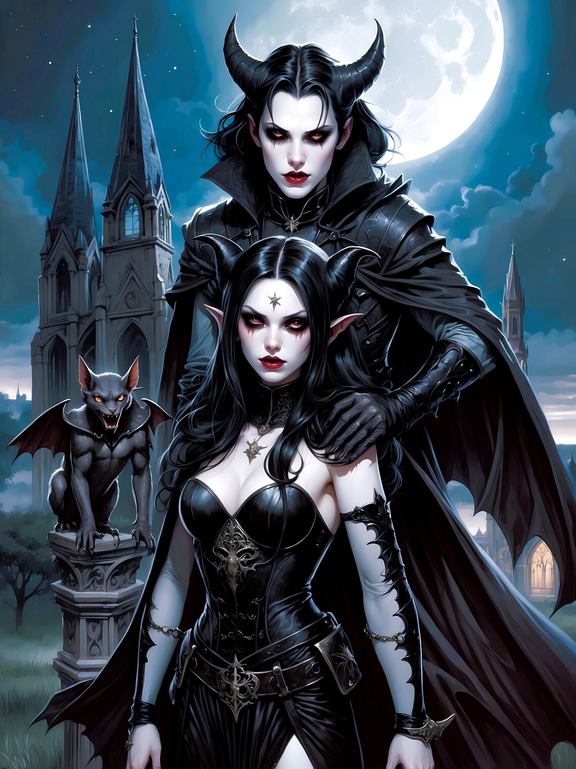 Goth Vampires in a Gothic Spire Dark World Instant Digital Download - Etsy
