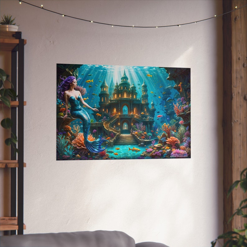 Mermaid Kingdom, Magical Mermaid Wall Art, Mermaid Poster, Fantasy ...