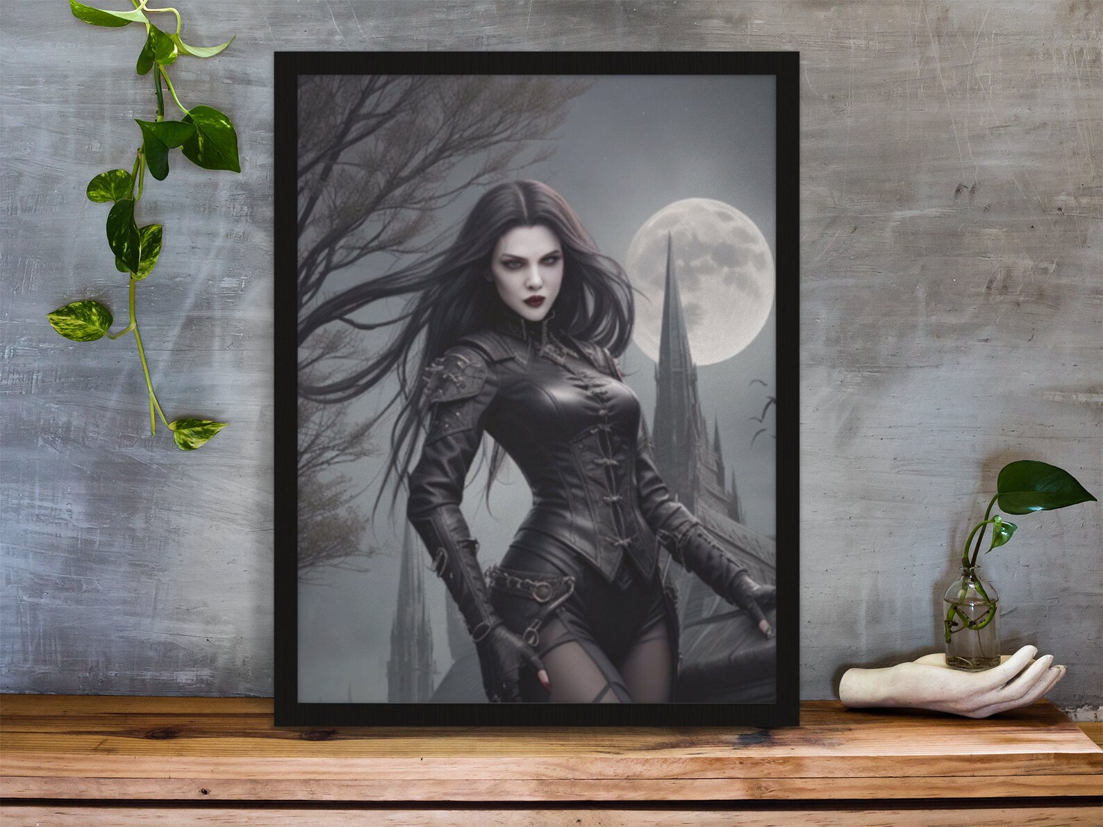 Updated! Goth Vampires in a Gothic Spire Dark World Wall Art Clip Art Vampire- Allure Instant ...