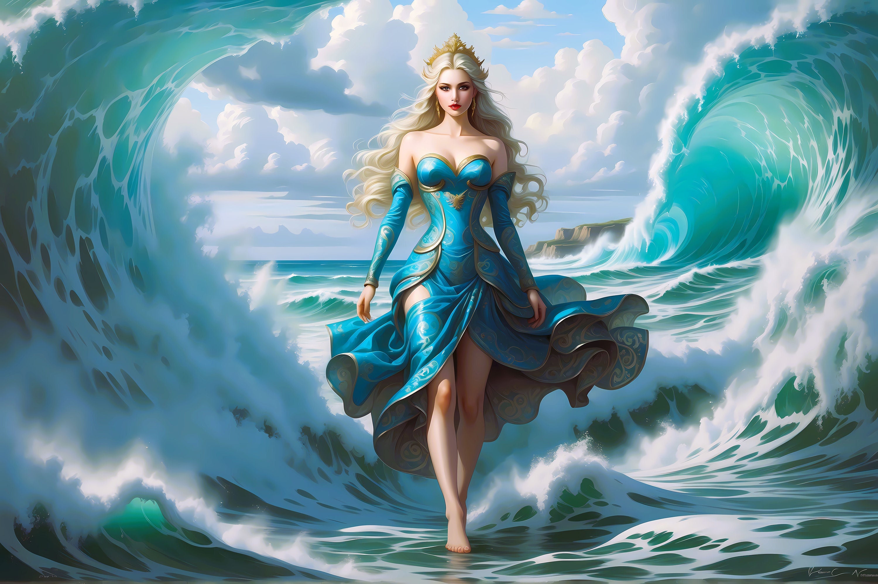 Birth of Venus: Goddess of Love, Aphrodite, Digital Art, Olympic Goddess, Modern Classic Decor ...