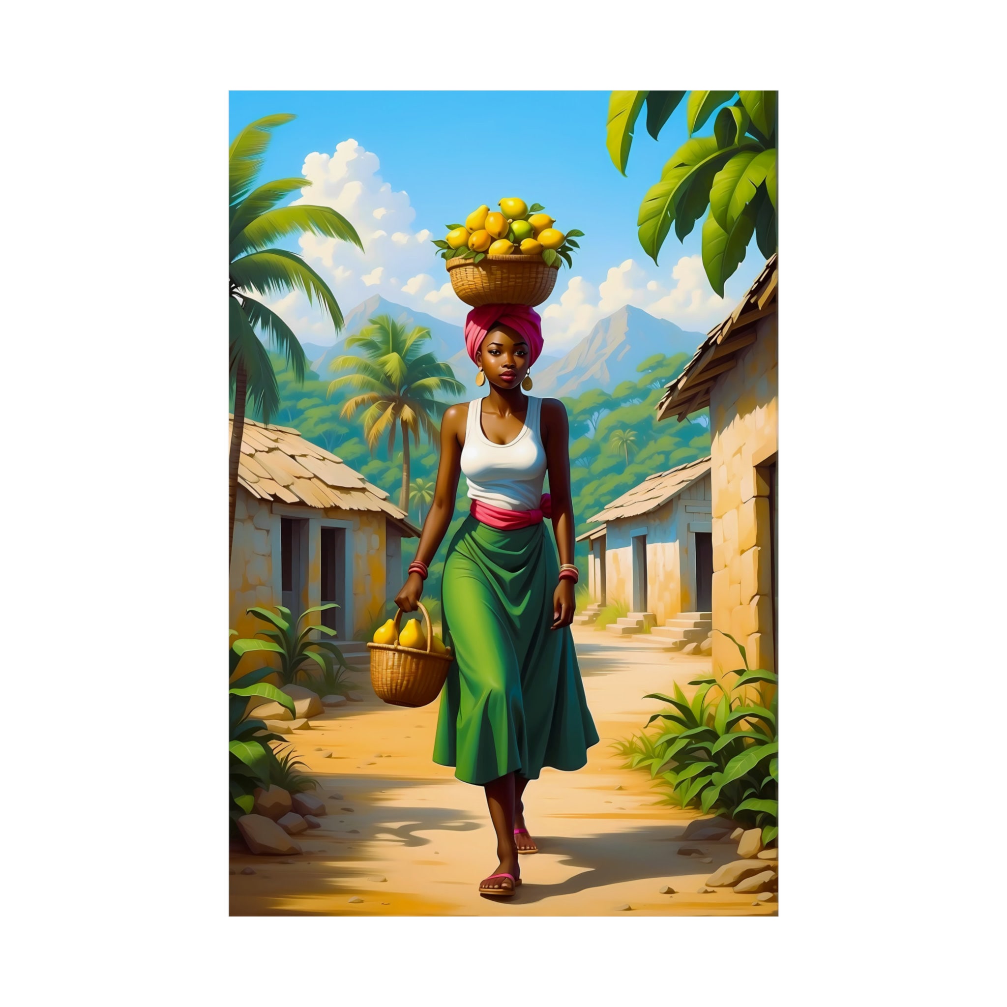 Haitian Woman Carrying Fruit - Matte Vertical Poster, Wall Decor ...
