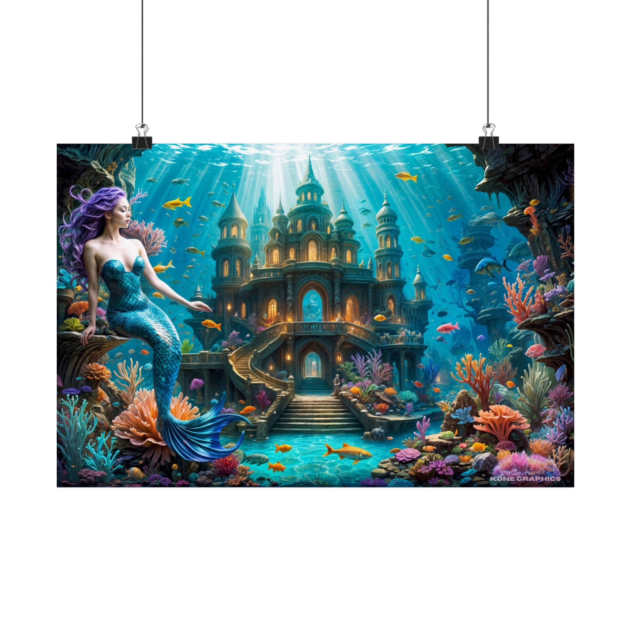 Mermaid Kingdom, Magical Mermaid Wall Art, Mermaid Poster, Fantasy ...