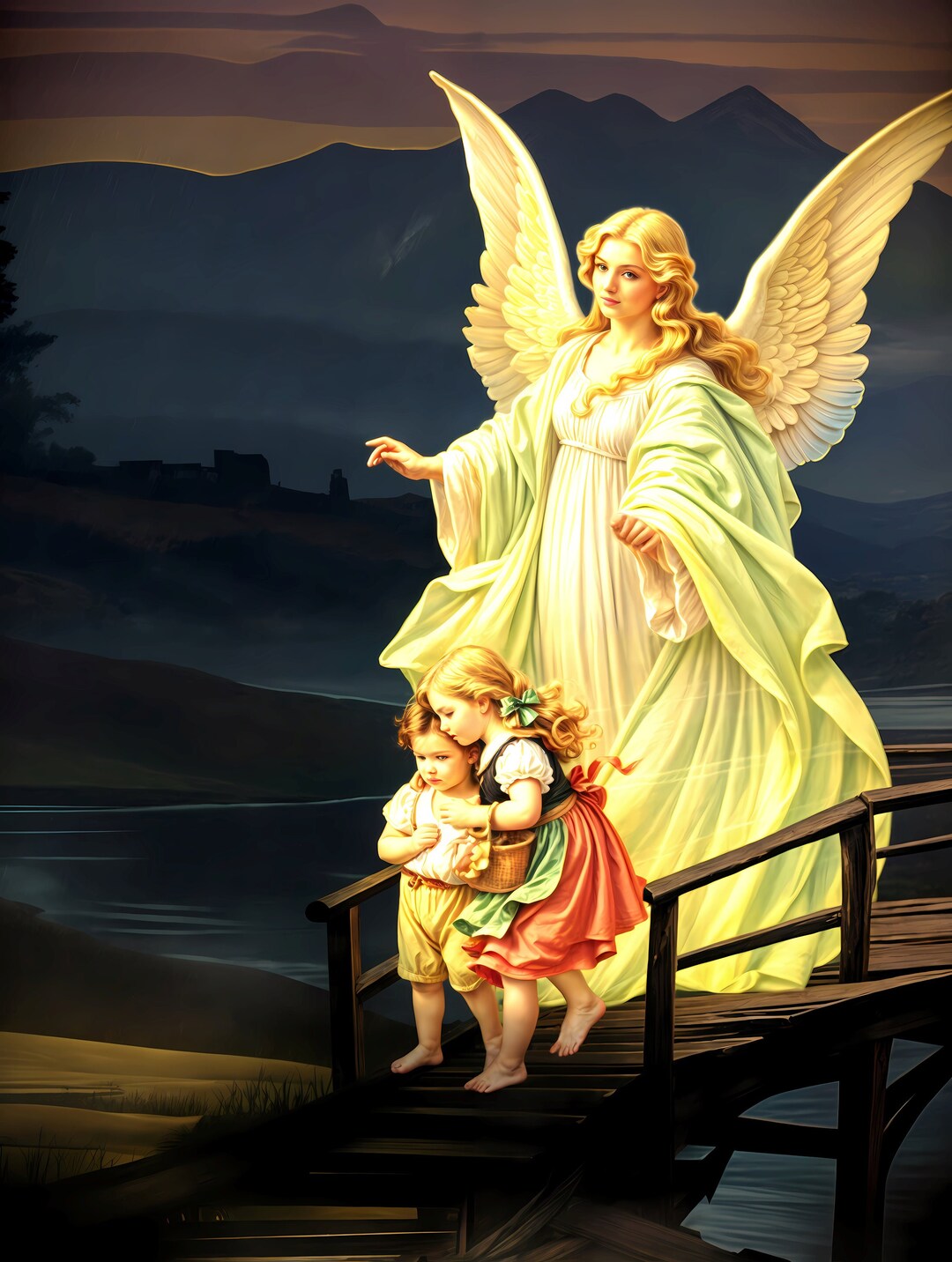 High-resolution Guardian Angel Digital Illustration, Digital Download ...