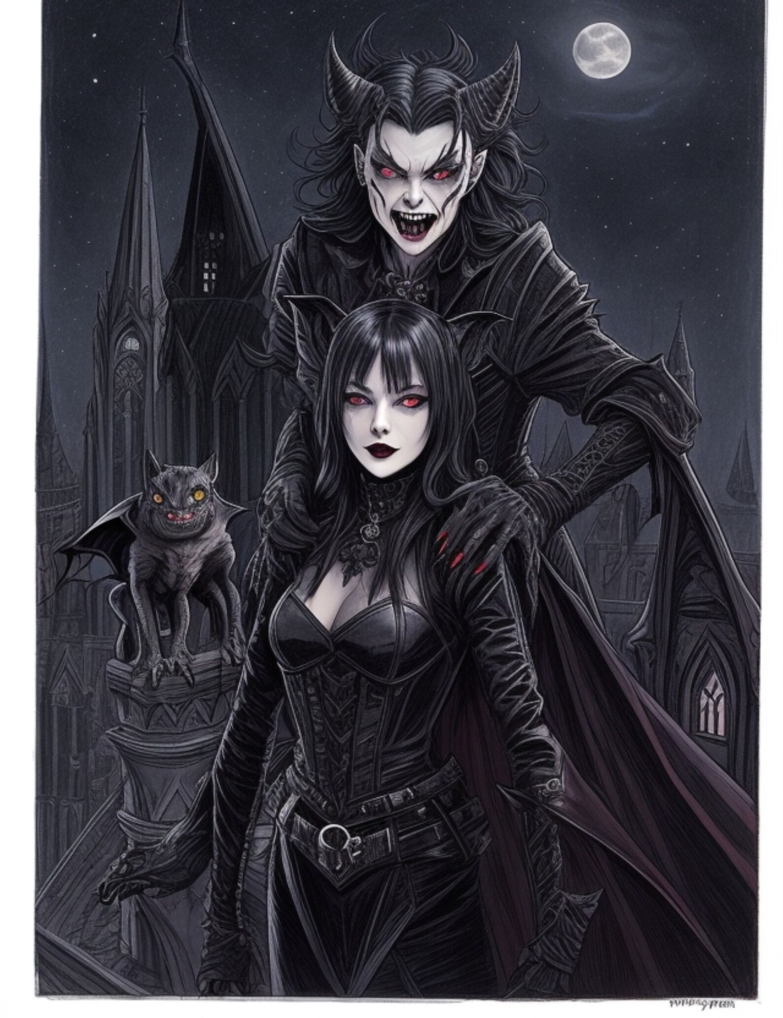 Goth Vampires in a Gothic Spire Dark World Instant Digital Download - Etsy