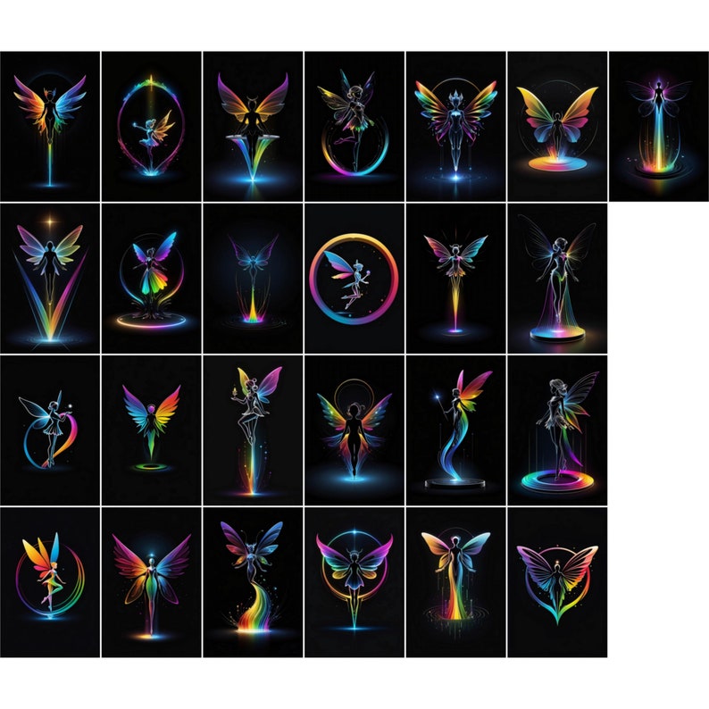 Minimalistic Fairy Logos, Colorful Fairies, Rainbow Colored, Cartoon ...