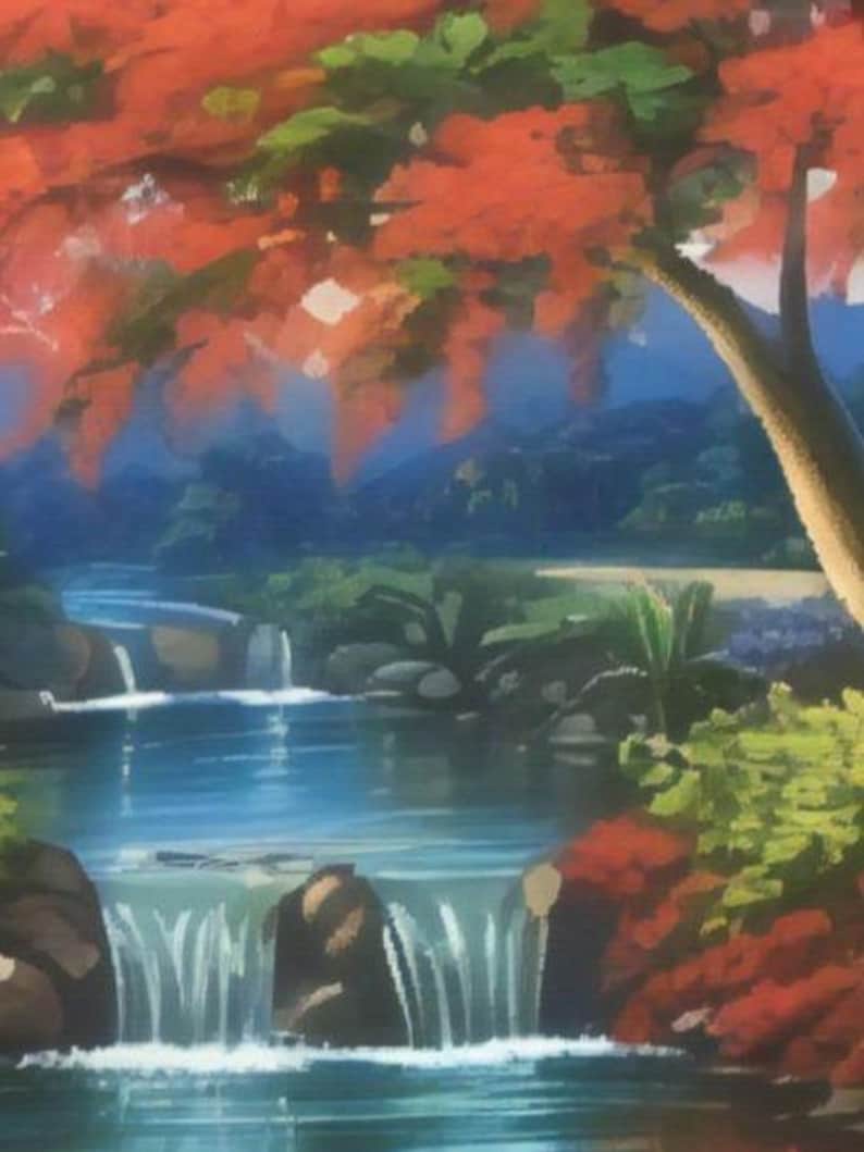 Flamboyant Tree Canvas Wall Art Tropical Landscape Print Red Royal ...