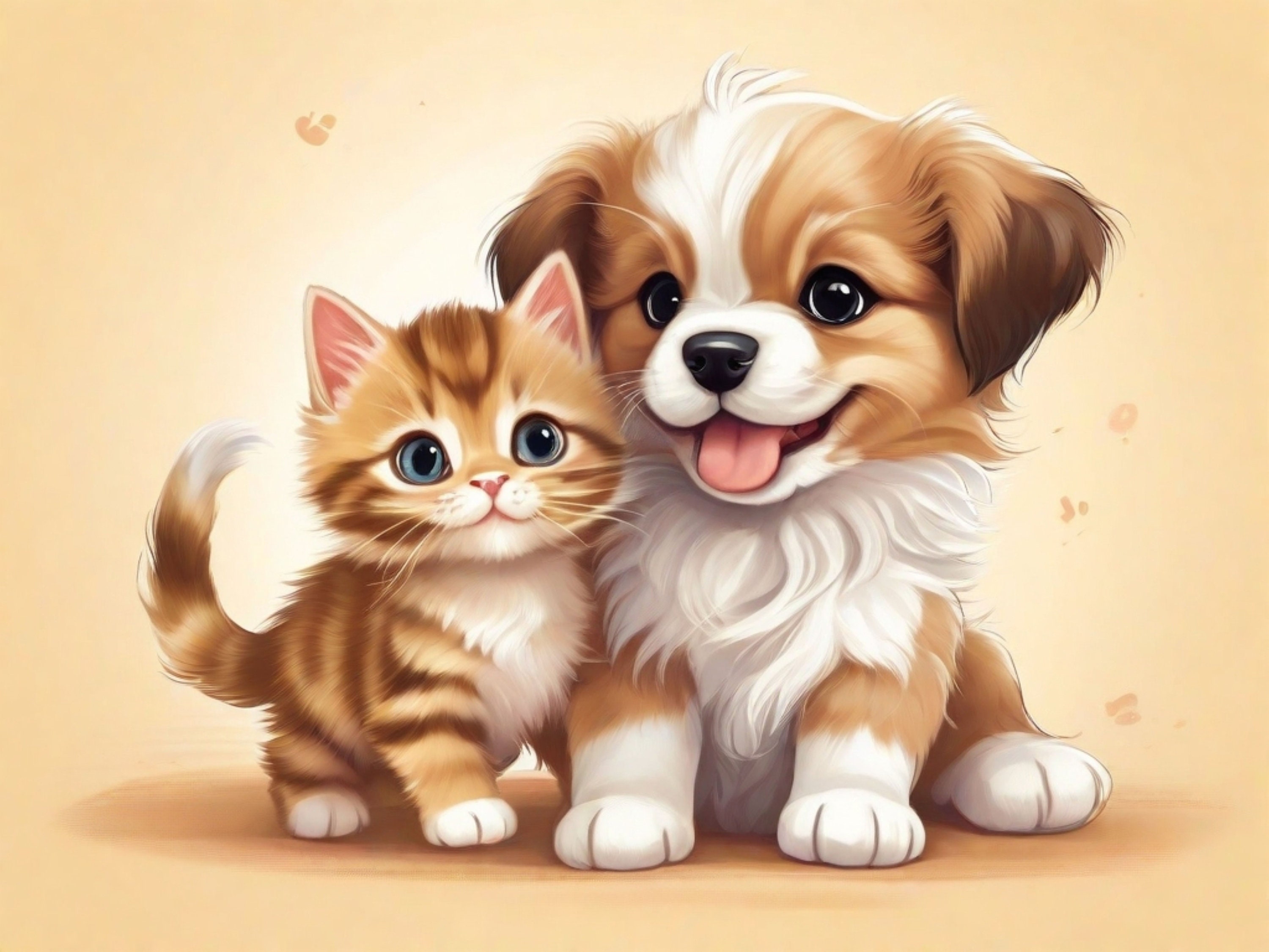 Double the Cuteness: Kitten and Puppy Duo Clip Art, Digital Download ...