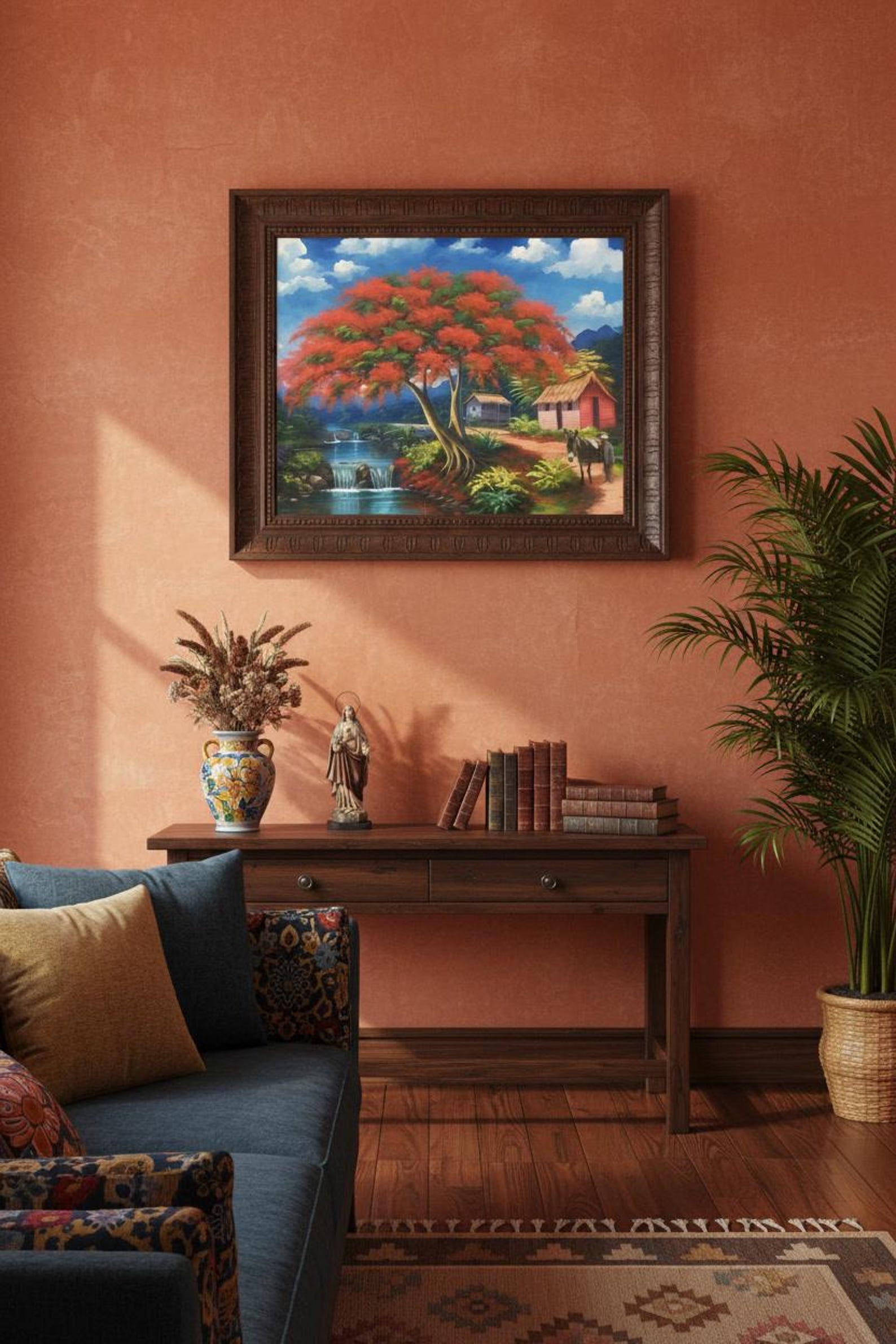 Flamboyant Tree Canvas Wall Art Tropical Landscape Print Red Royal ...