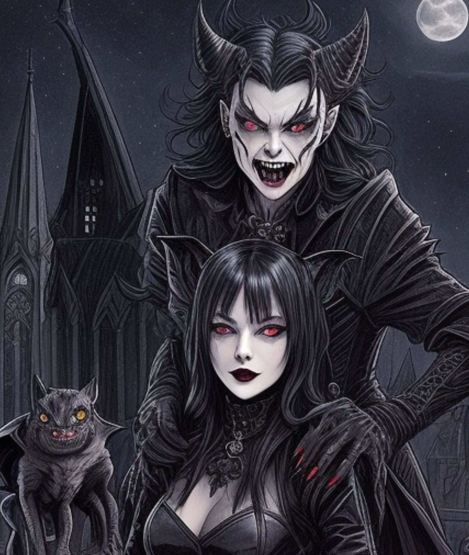 Goth Vampires in a Gothic Spire Dark World Instant Digital Download - Etsy