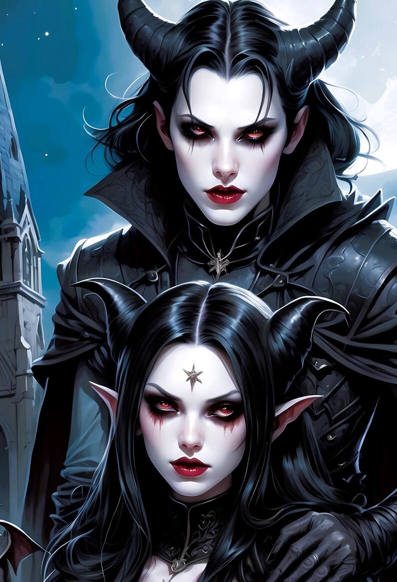 Goth Vampires in a Gothic Spire Dark World - Instant Digital Download ...