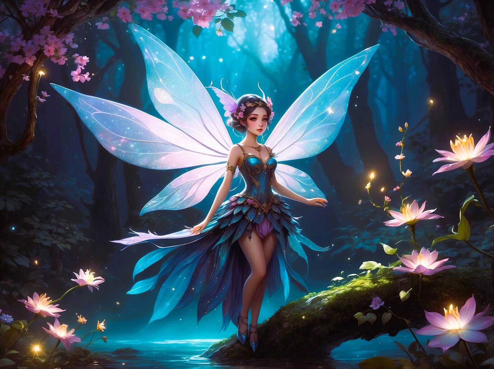 Whimsical Ethereal Fairy on Graceful Branch Digital Art Download ...