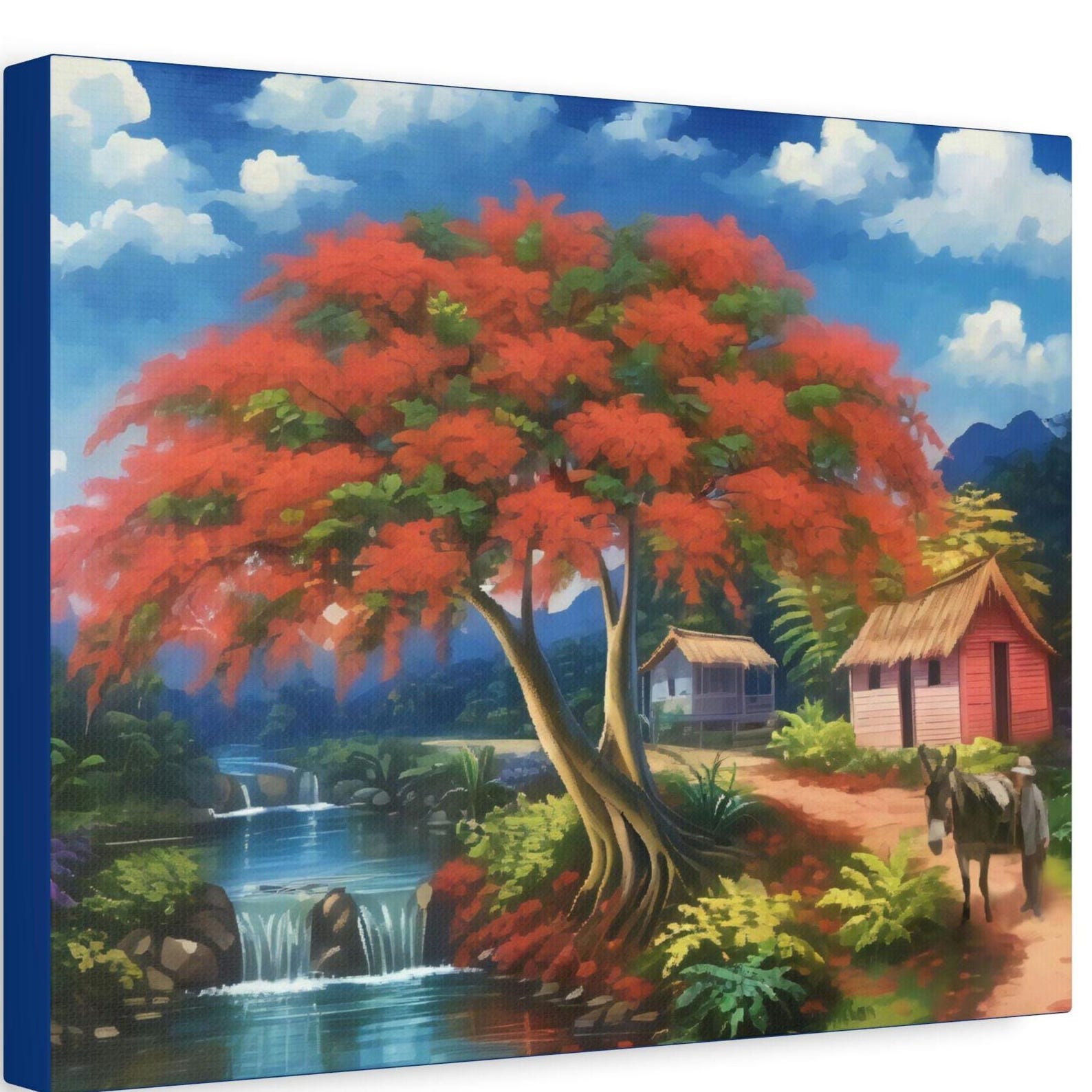Flamboyant Tree Canvas Wall Art Tropical Landscape Print Red Royal ...
