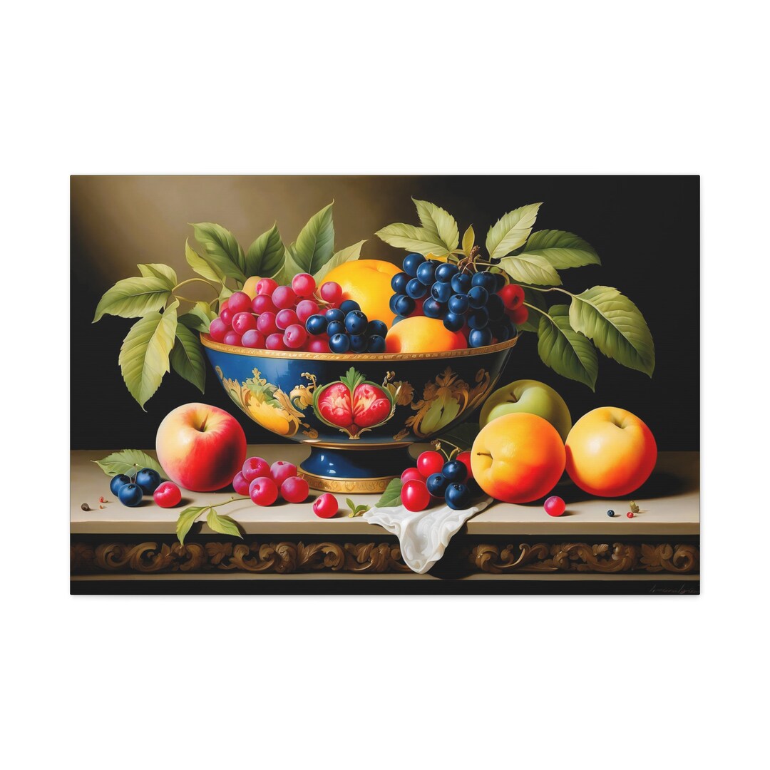 Bowl of Fruit Still Life 1: Canvas Gallery Wraps - Etsy