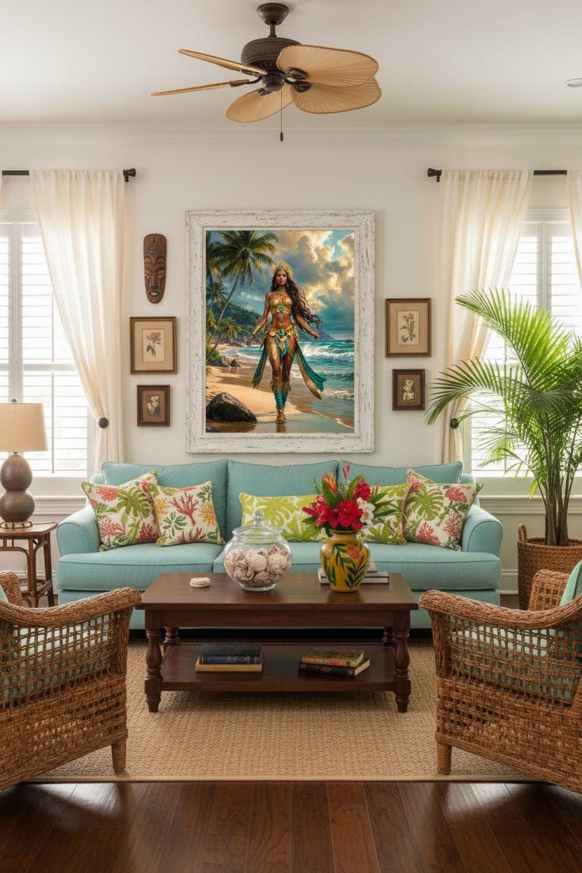 Caribbean Goddess Art Print: Mythical Regal Decor (digital Download) - Etsy