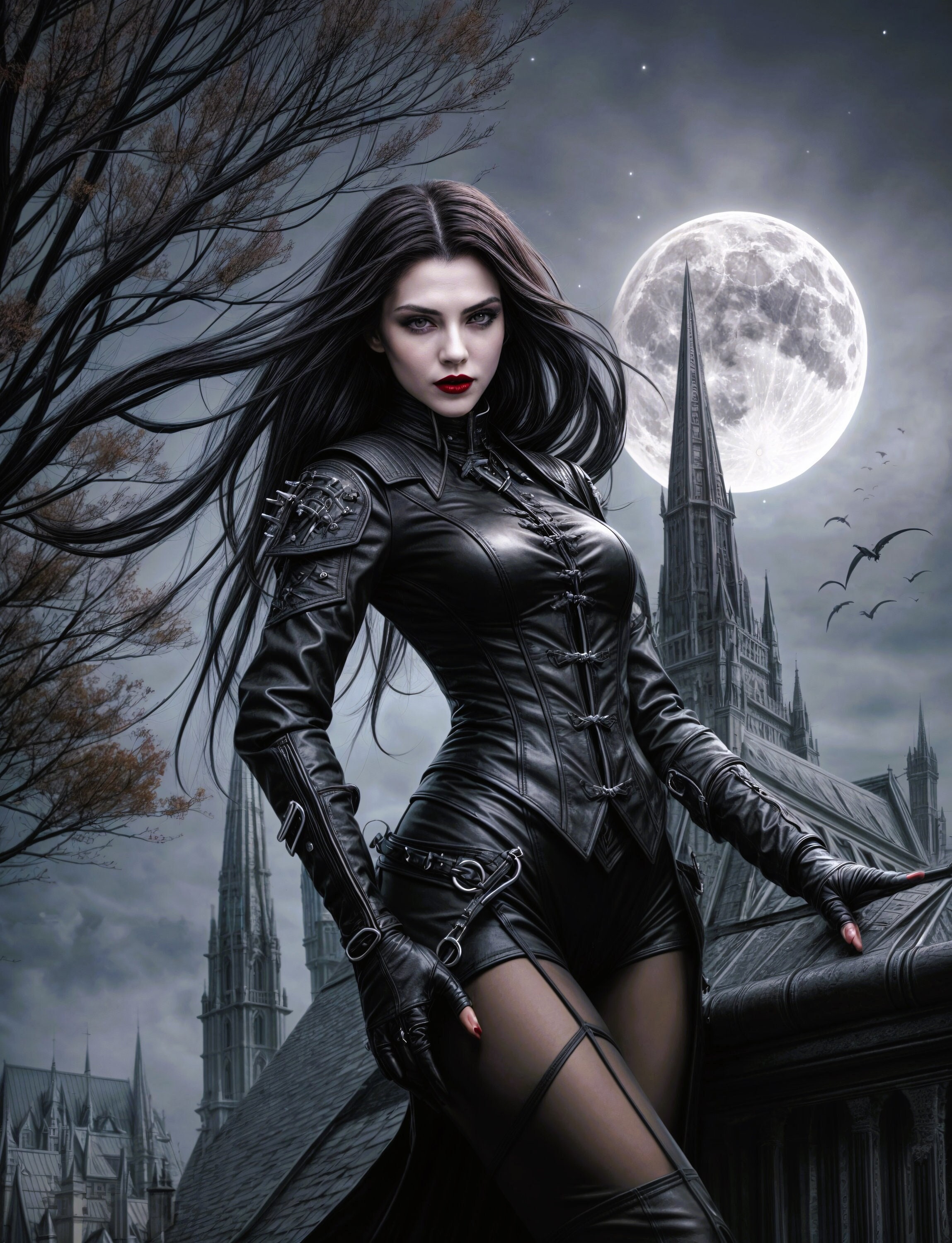 Updated! Goth Vampires in a Gothic Spire Dark World Wall Art Clip Art ...