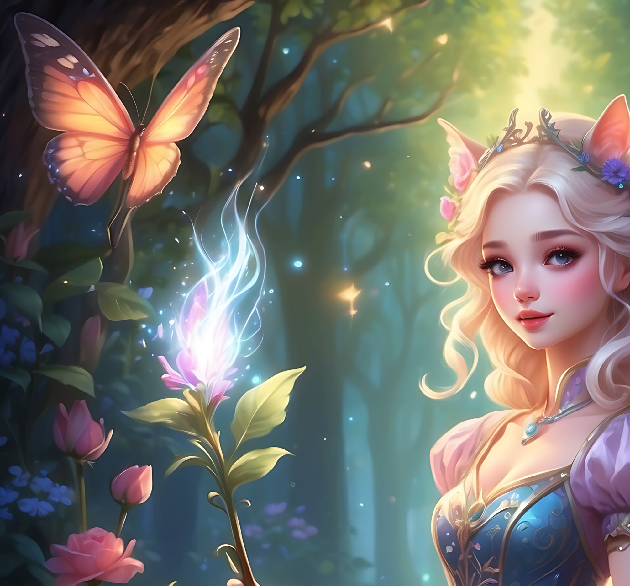 Ethereal Fairy, Cat in Floral Garden, Digital Download, Adorable ...