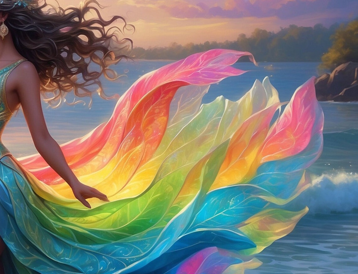 Luminous Ethereal Nymph Dancing on Lake Shore - Digital Download ...
