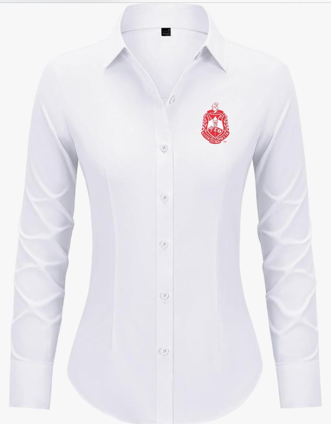 Delta Sigma Theta Embroidery Button-down Blouse in White - Etsy