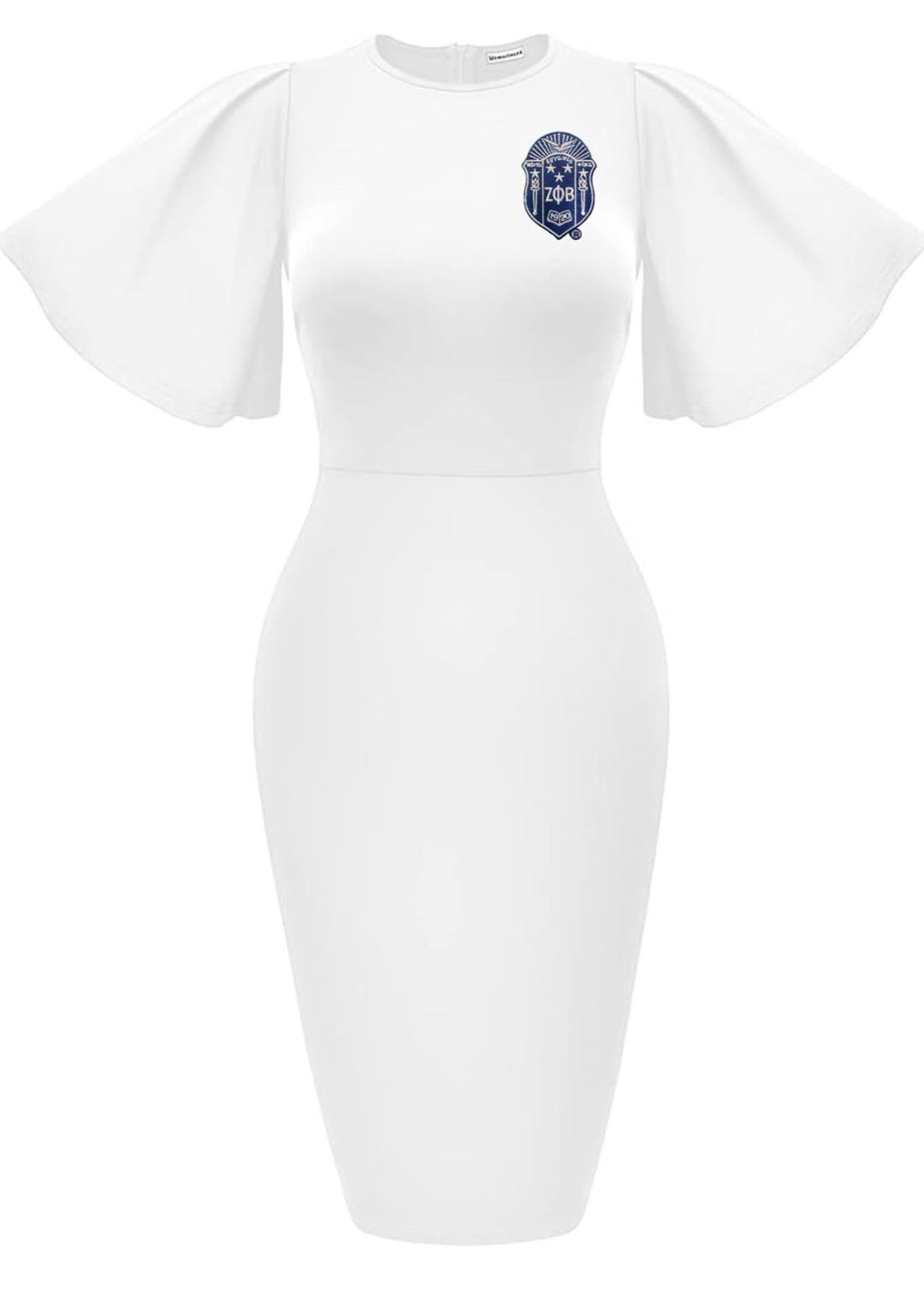 Zeta Phi Beta Embroidery Dress – White Flare Sleeves - Etsy