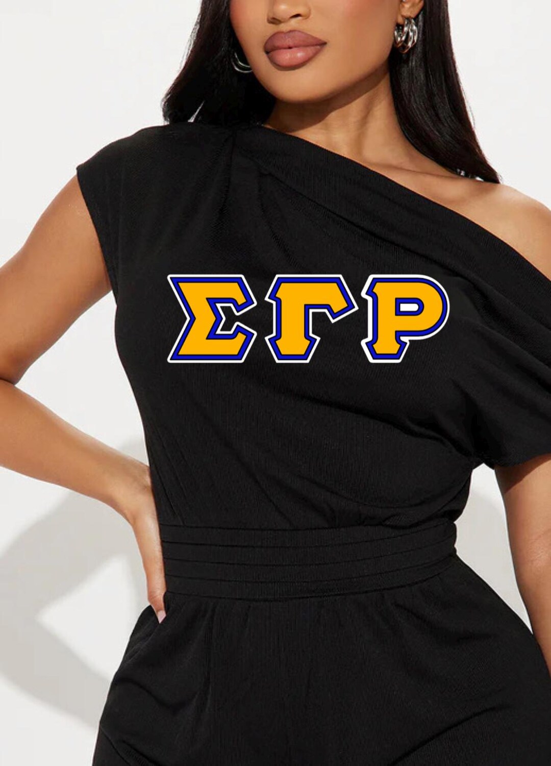 Sigma Gamma Rho Glitter/non-glitter (off the Shoulder) Outfit (romper ...