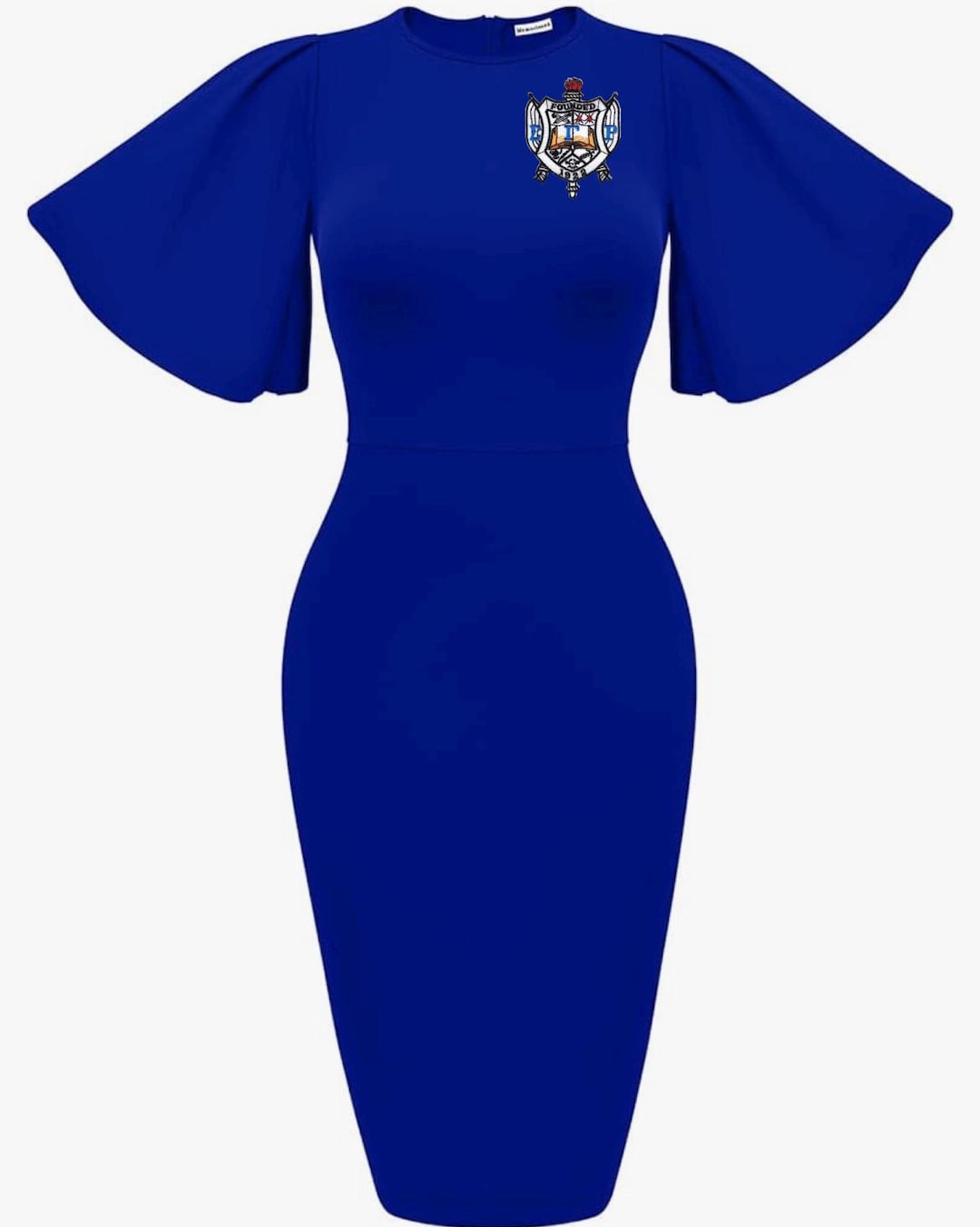 Sigma Gamma Rho Embroidery “fitted” Dress in Royal Blue With Flare ...