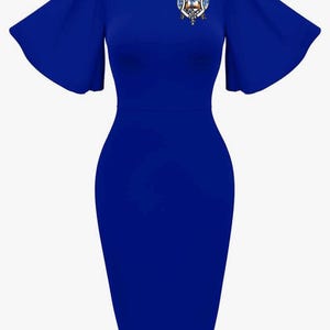 Sigma Gamma Rho Embroidery “fitted” Dress in Royal Blue With Flare ...
