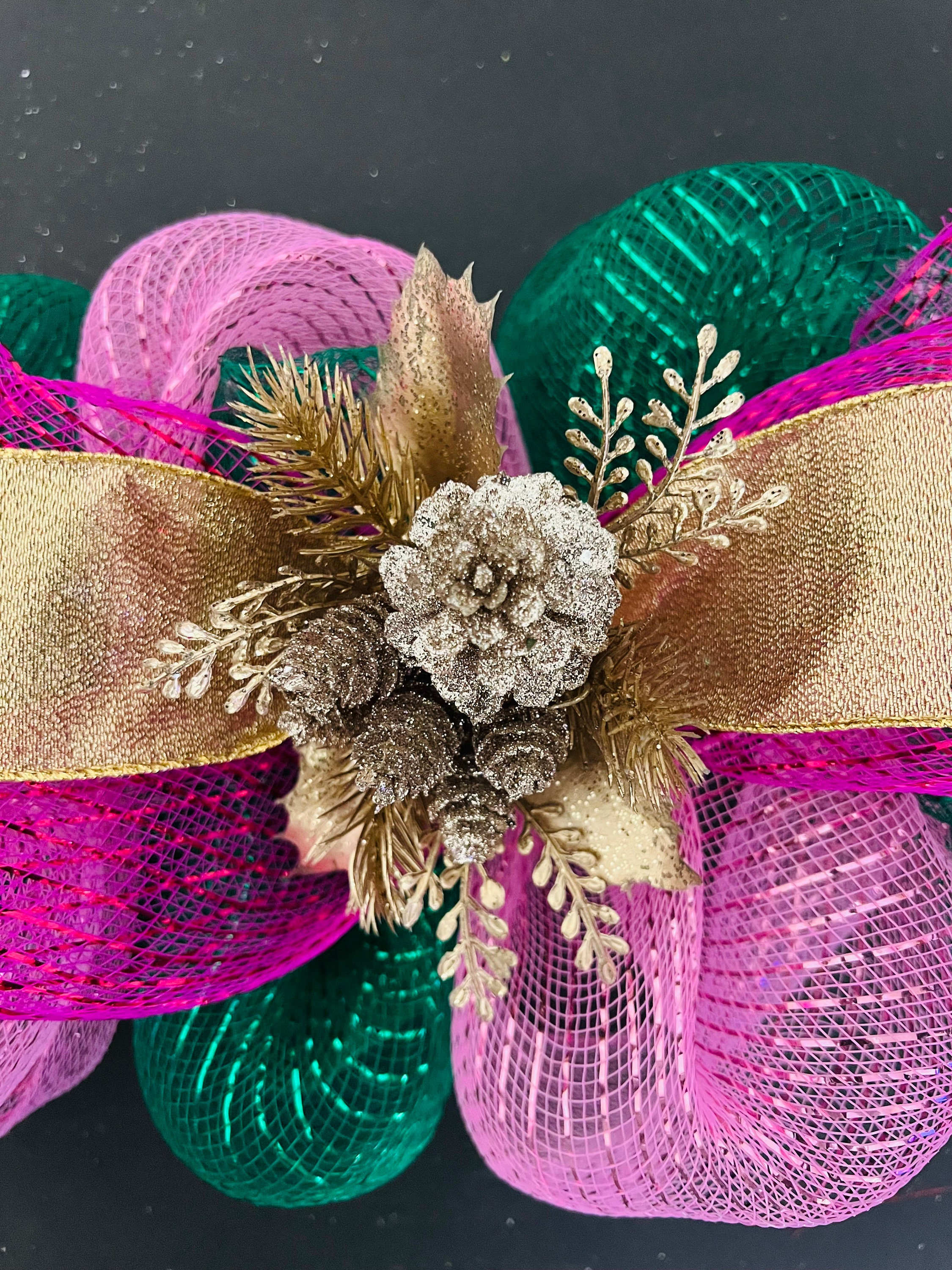 Pink, Hot Pink, Green and Gold Christmas Garland - Etsy